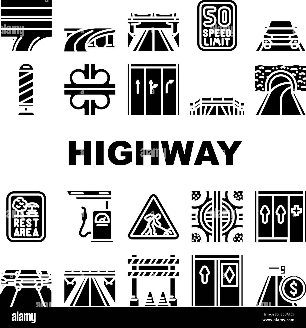 highway road traffic asphalt icons set vector Stock Vector Image & Art ...