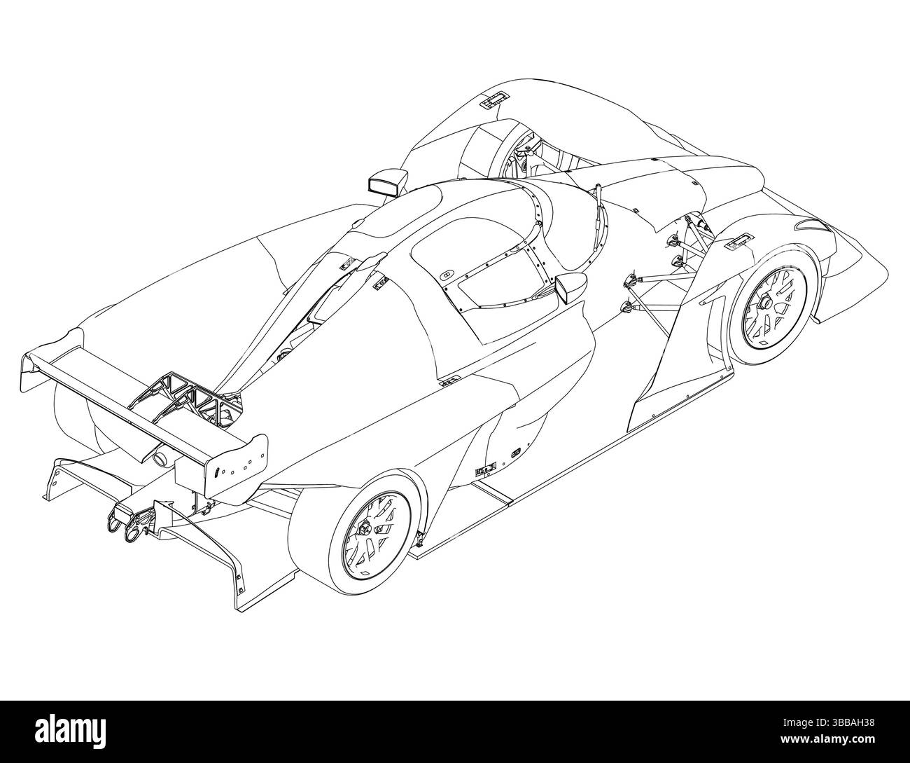 The illustration is a vector-based wireframe rendering of a high ...