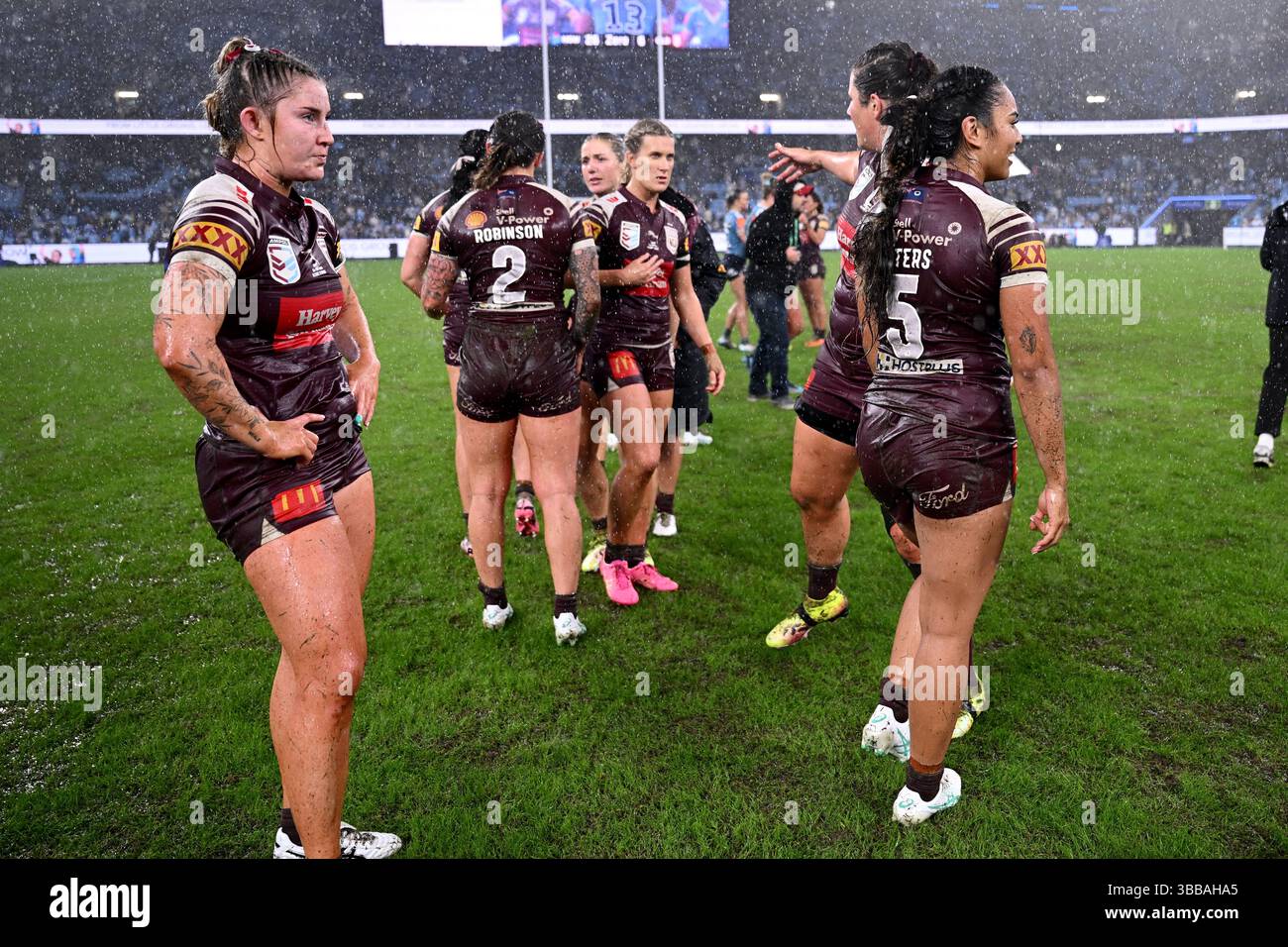 Sydney, Australia. 15th May, 2025. Makenzie Weale of the Maroons (left ...