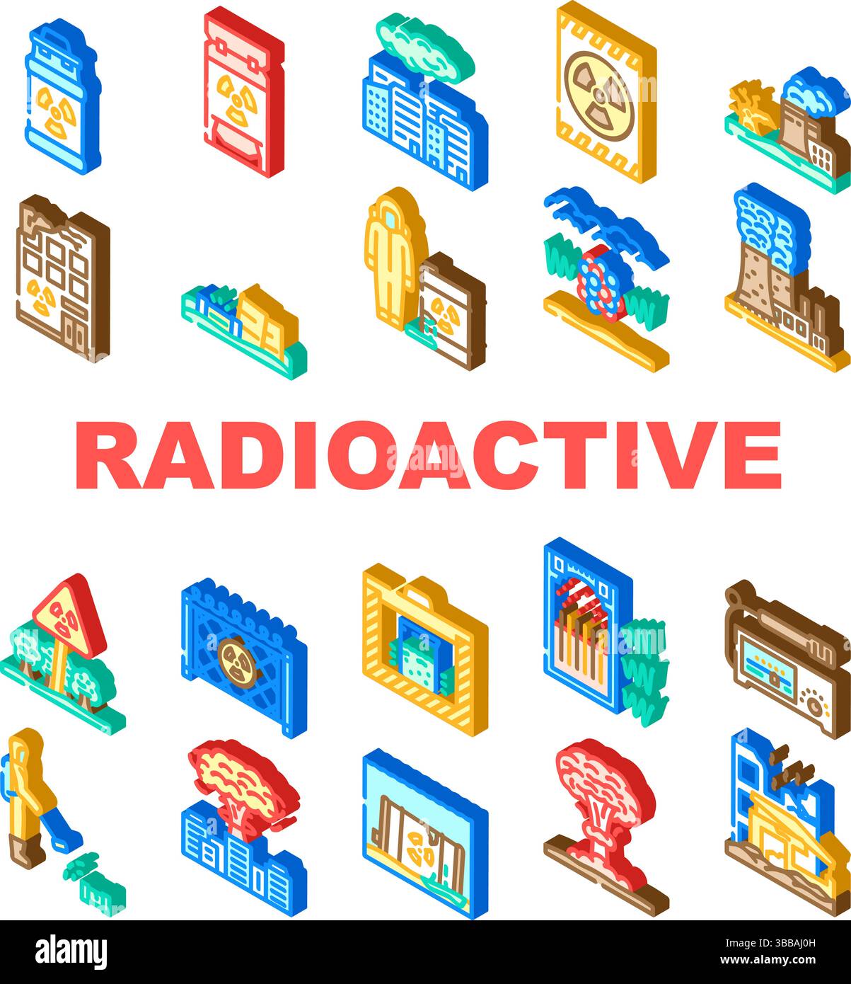 radioactive pollution hazard icons set vector Stock Vector Image & Art ...