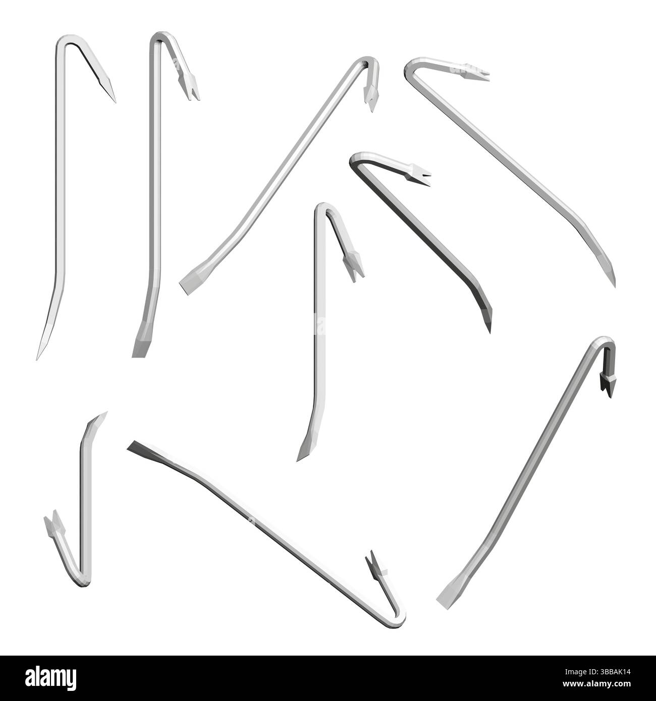 A collection of various types of Crowbar are shown in a grid. The ...