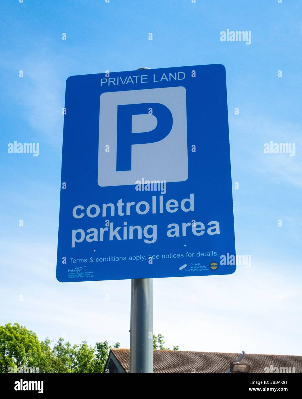 Controlled parking area warning sign, notice, information, outside a ...
