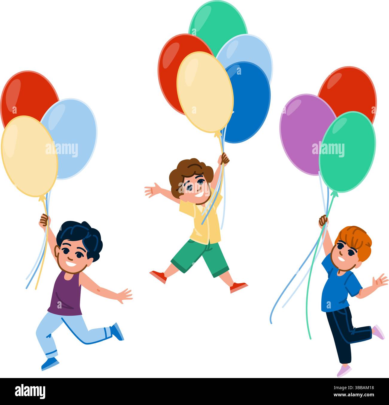 childhood kid boy flying balloon vector Stock Vector Image & Art - Alamy