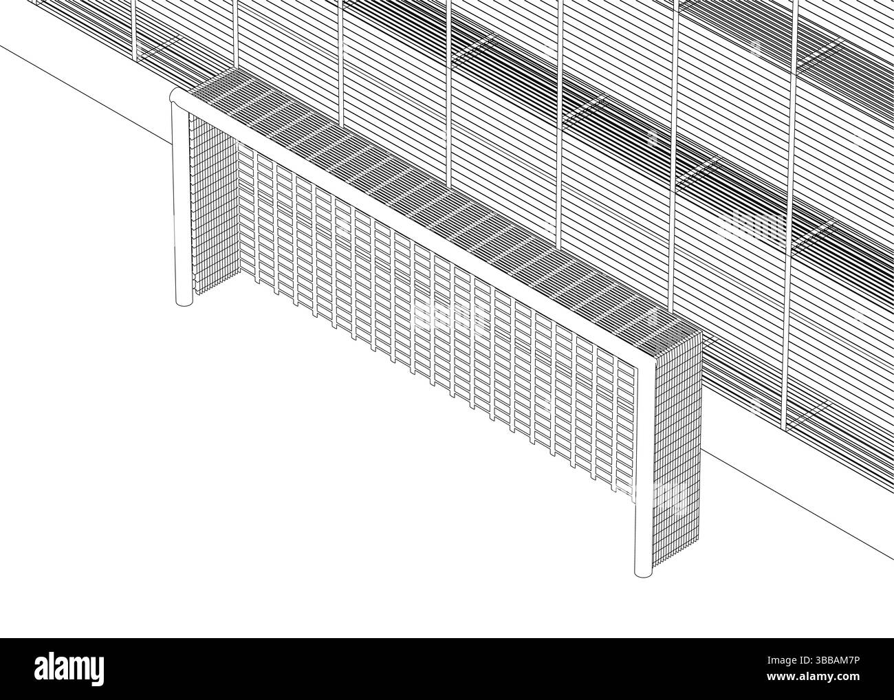 The illustration is a vector-based wireframe rendering of a football ...