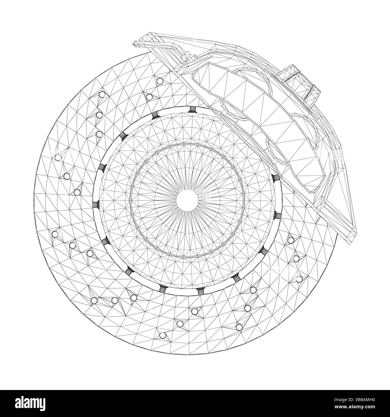 Car braking system, showcasing a detailed view of the brake disc and ...