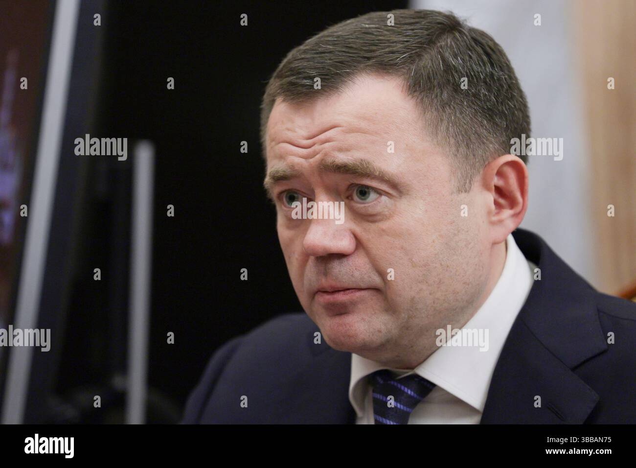 Promsvyazbank CEO Pyotr Fradkov speaks to Russian President Vladimir ...