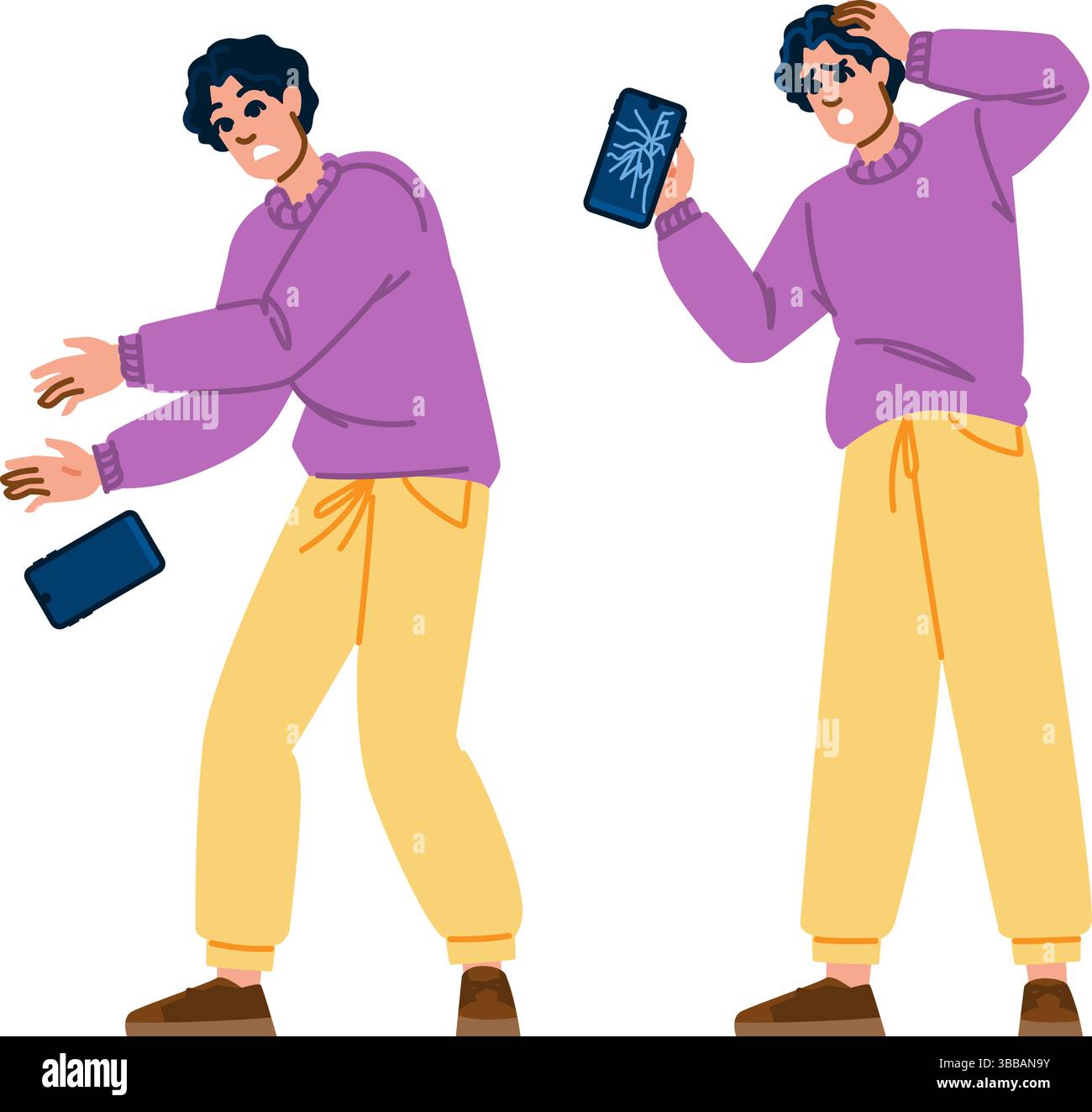 screen man broken phone vector Stock Vector Image & Art - Alamy