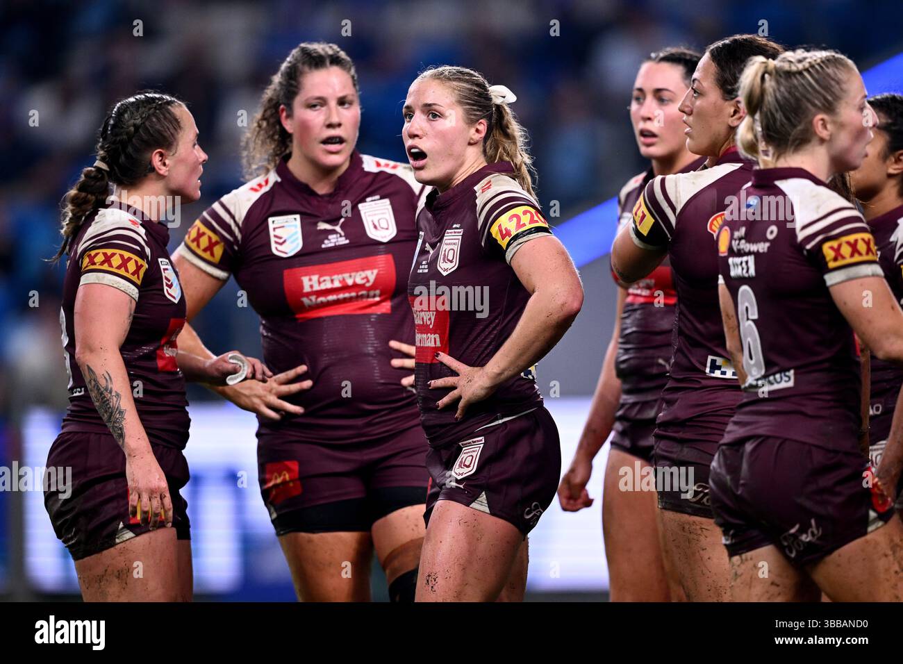 Sydney, Australia. 15th May, 2025. Maroons react after conceding a try ...