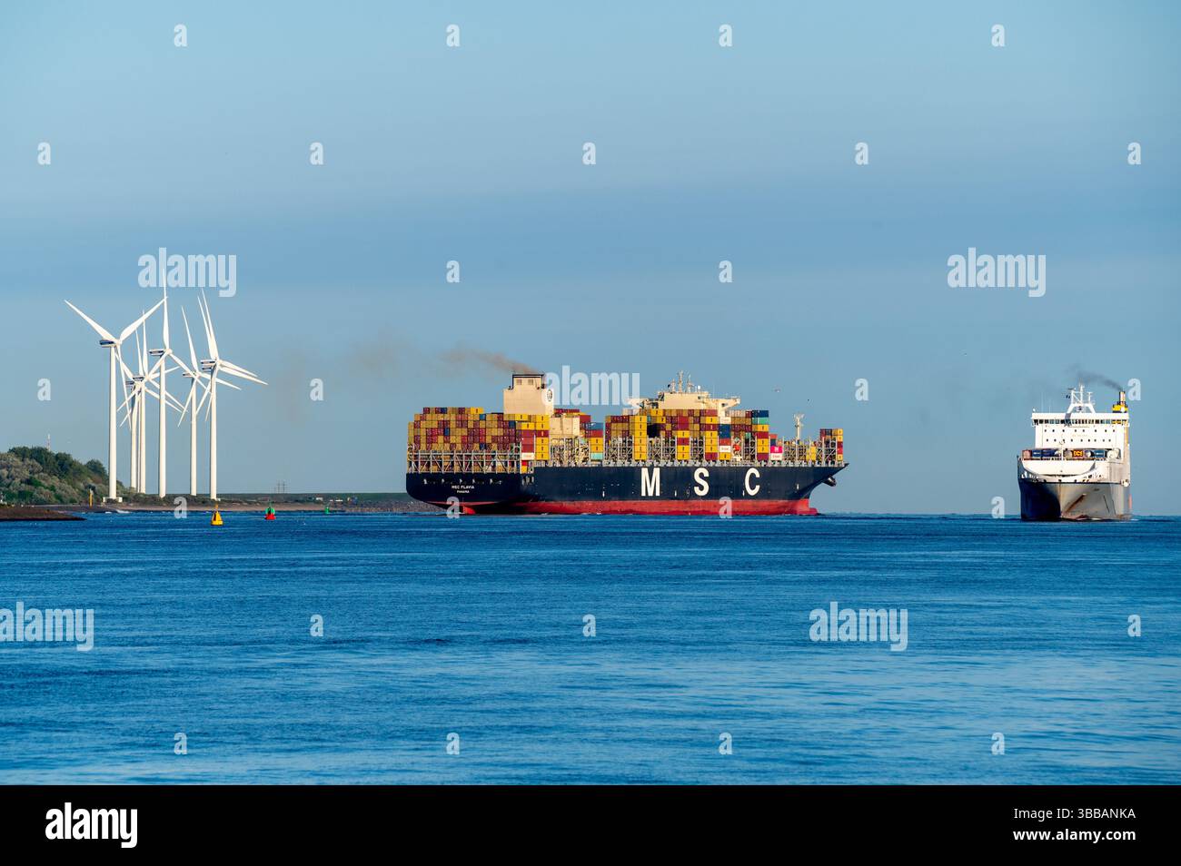 Rotterdam - Container ships of shipping company MSC are leaving the ...