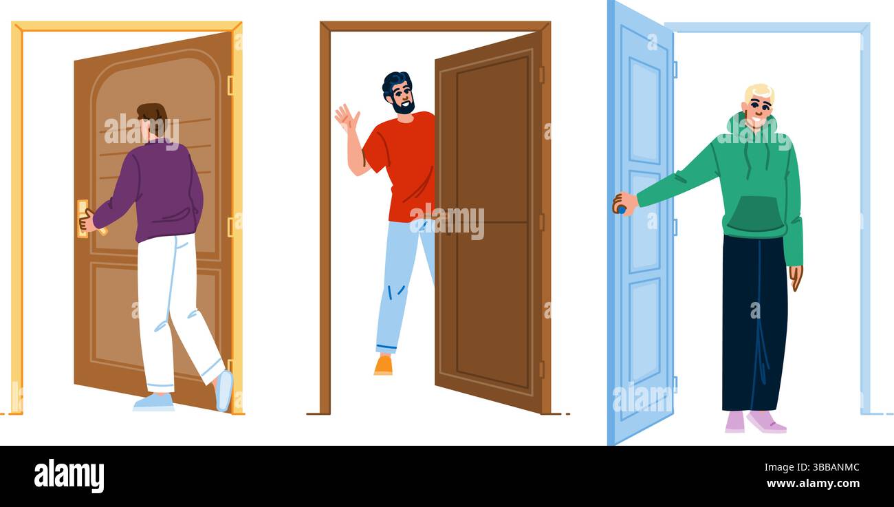 entrance man in doorway vector Stock Vector Image & Art - Alamy