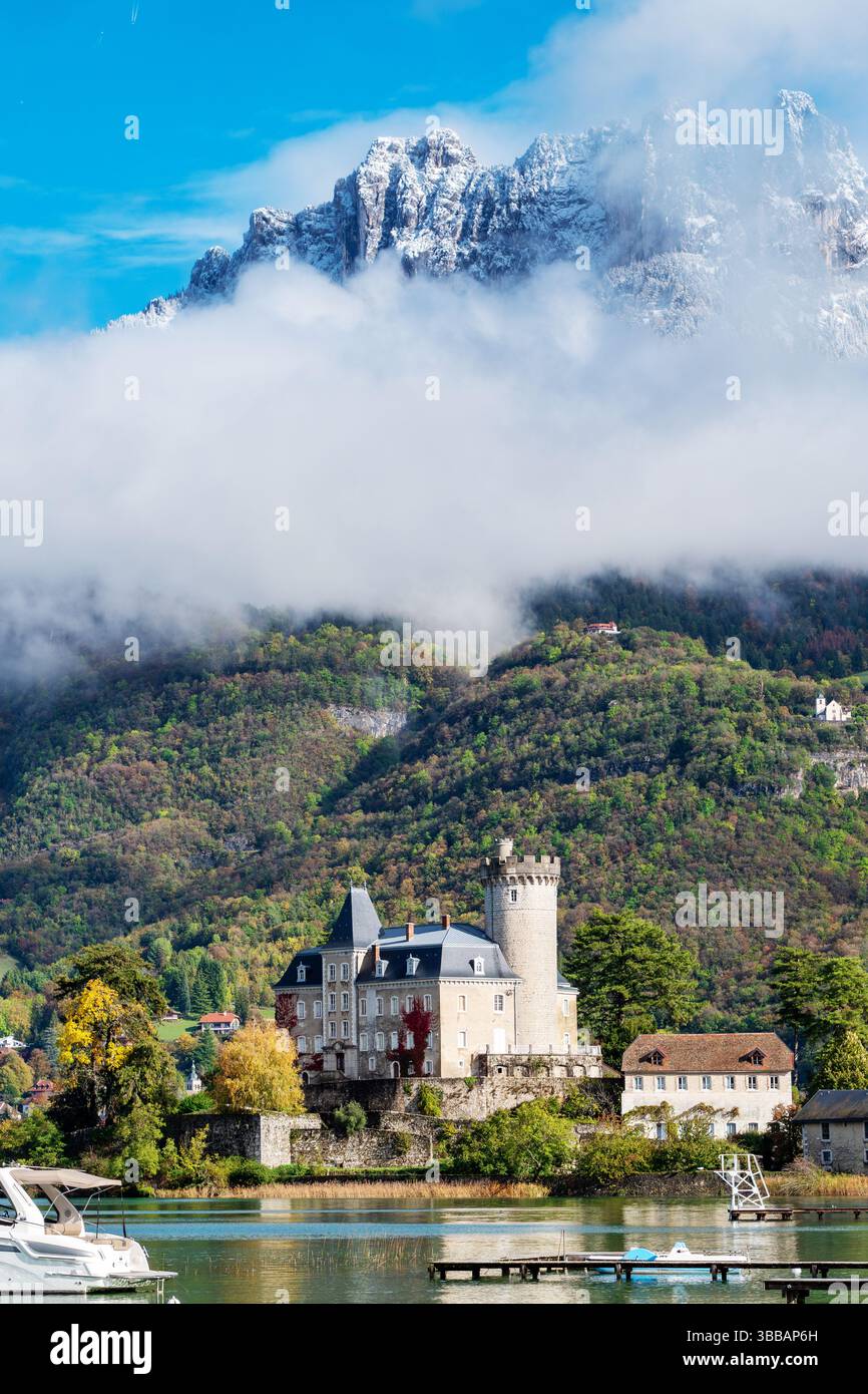 the Castle of Duingt, autumn, near lake of Annecy, France Stock Photo ...