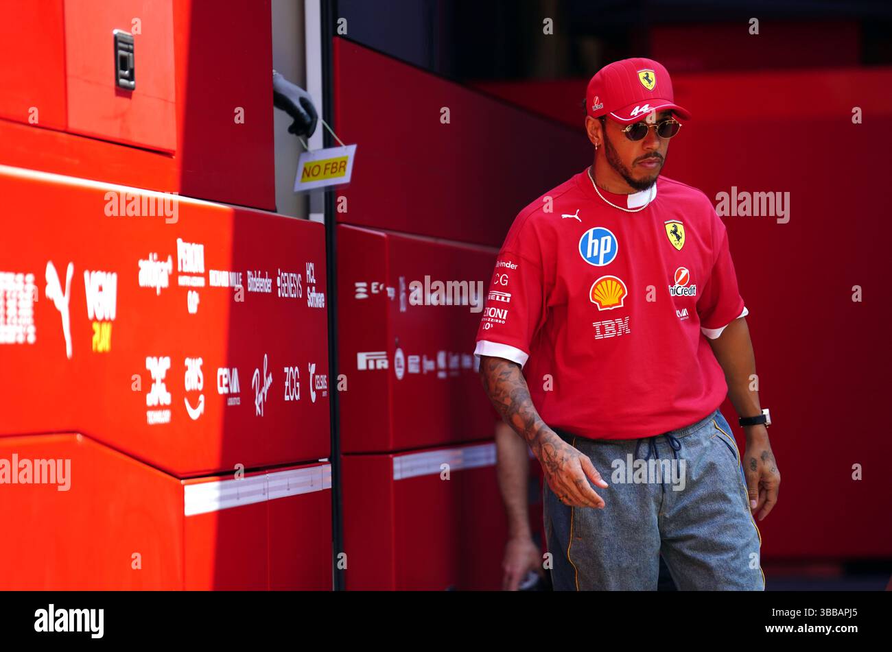Ferrari driver Lewis Hamilton at the Autodromo Internazionale Enzo e ...