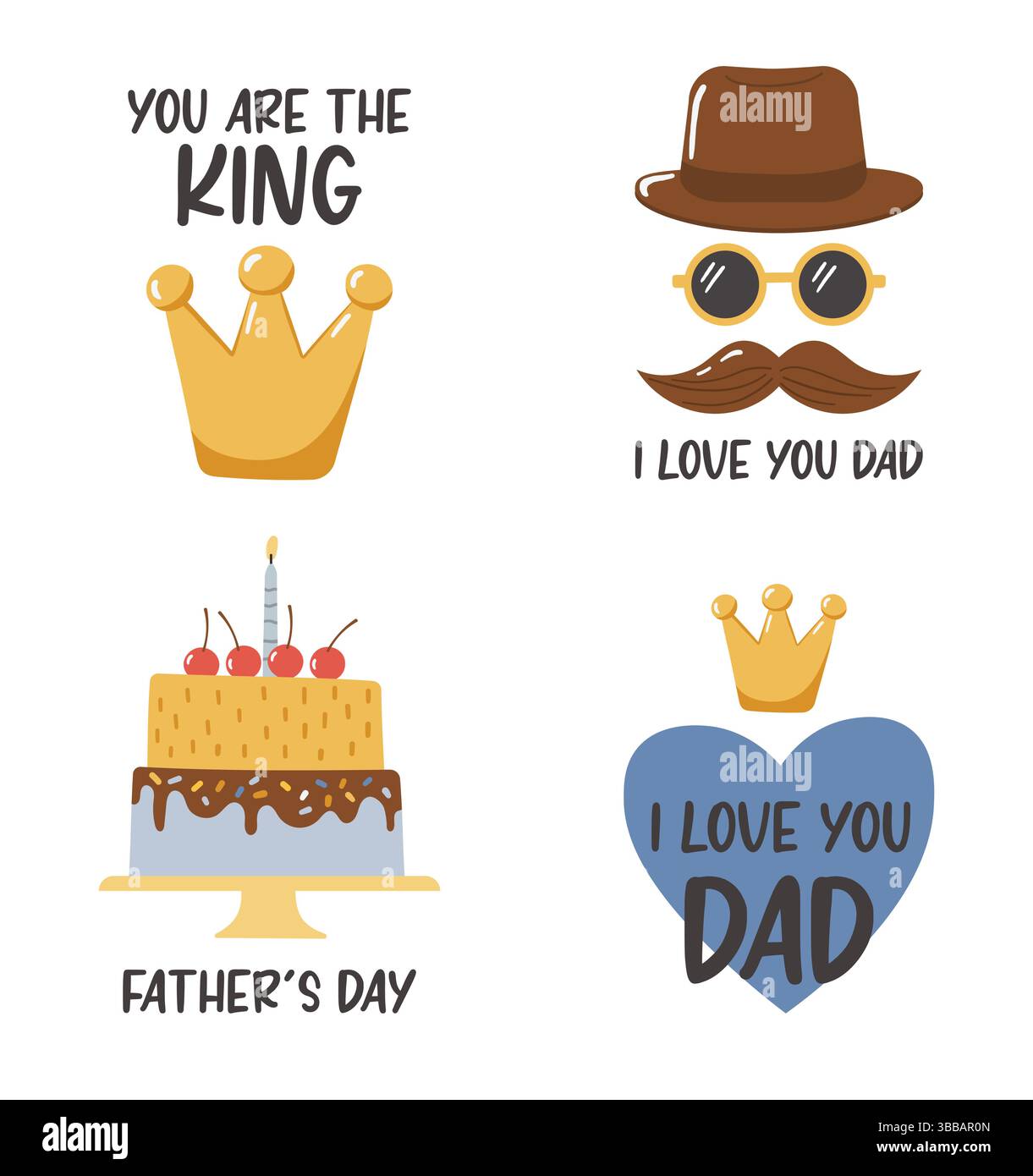 Father day elements collection. Design for posters, banner, greeting ...