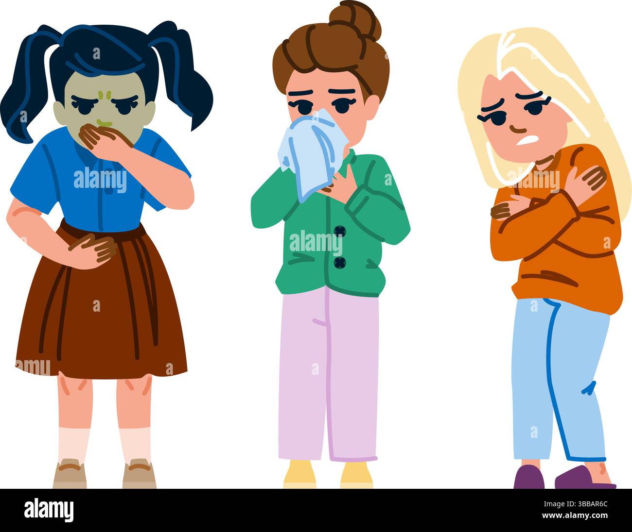cough sick kid girl vector Stock Vector Image & Art - Alamy
