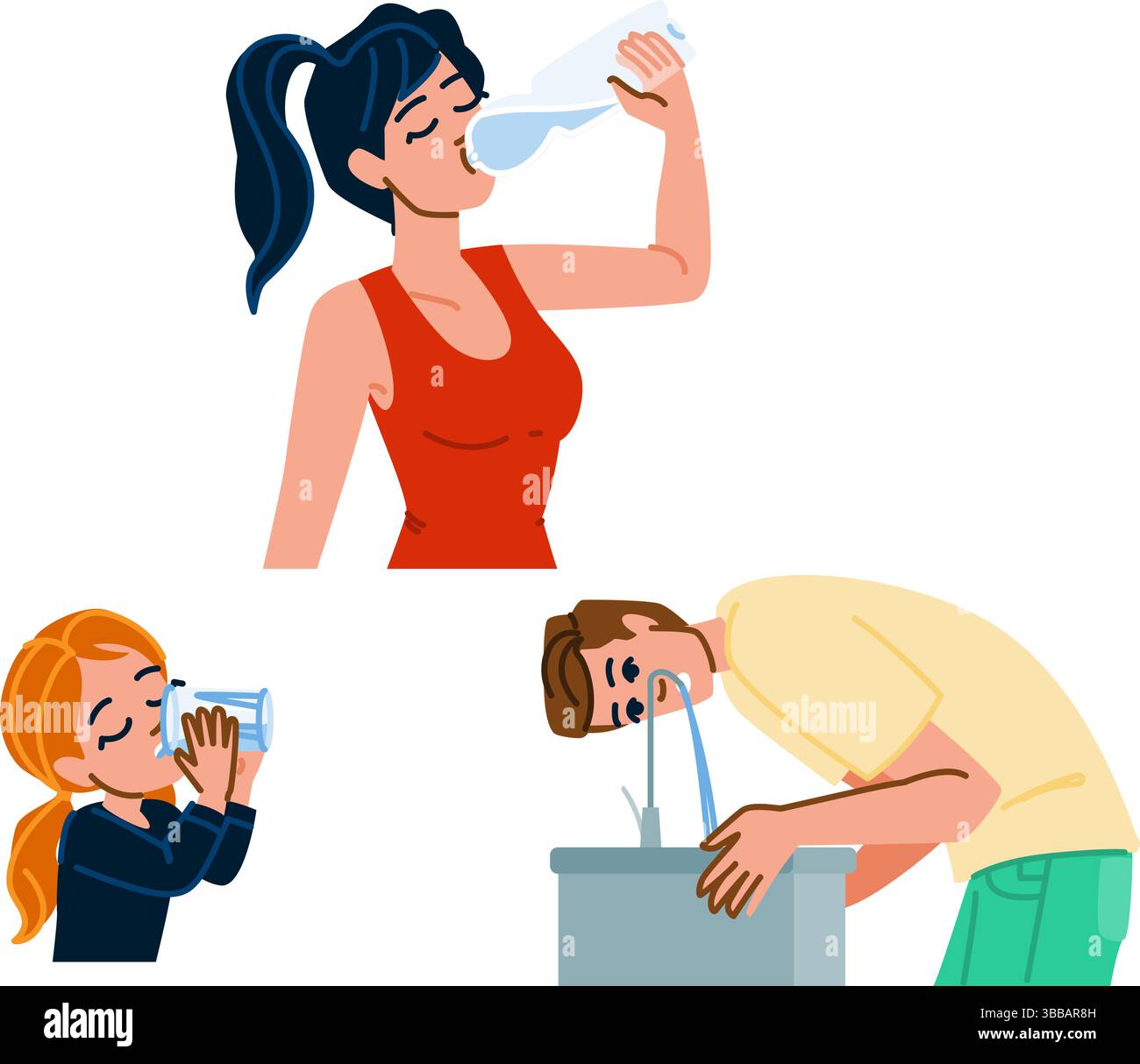 quench thirsty people drinking vector Stock Vector Image & Art - Alamy