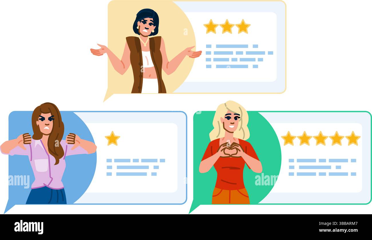 satisfaction woman customer feedback vector Stock Vector Image & Art - Alamy