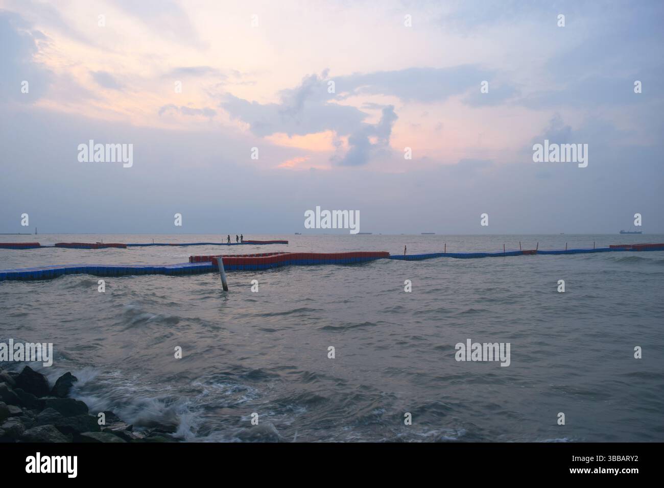 A beautiful atmosphere on the beach before sunset in one of the tourist ...