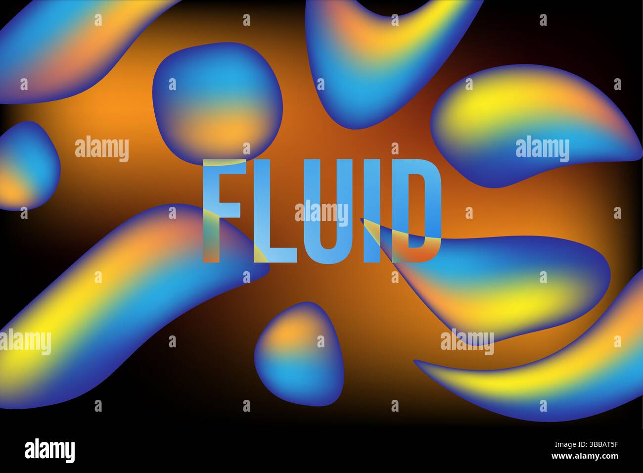 A vibrant digital artwork featuring smooth, fluid shapes in blue ...