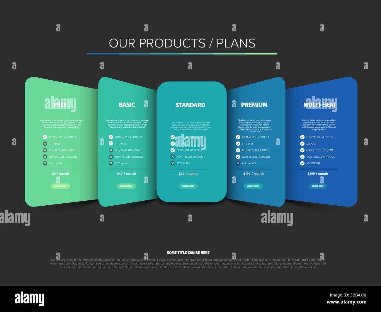 A modern website pricing table template displays product service plans comparison. This clear ...