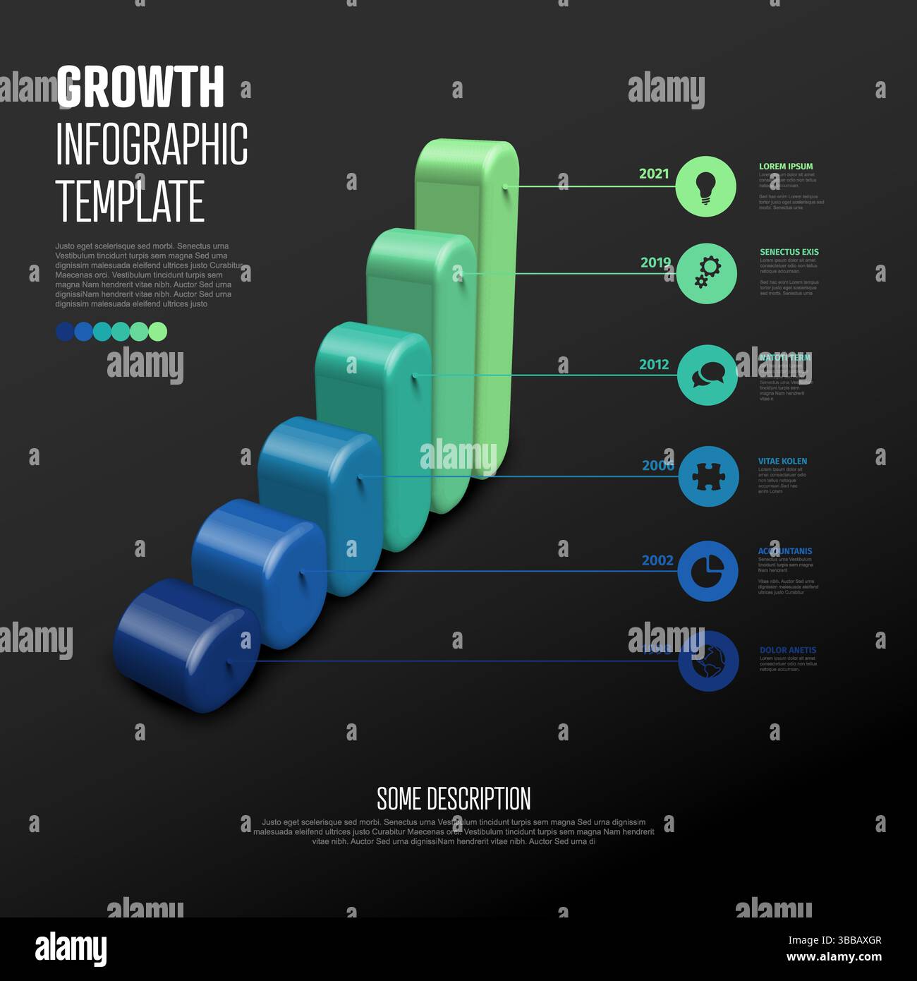 This modern 3D growth infographic template visualizes progress over ...