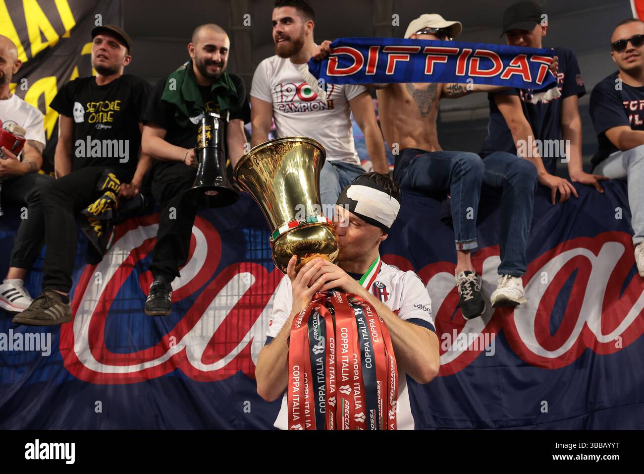 Rome, Italy. 14th May, 2025. Sam Beukema of Bologna FC kisses the ...