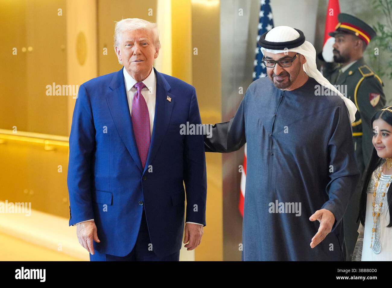 President Donald Trump is greeted by UAE President Mohammed bin Zayed ...