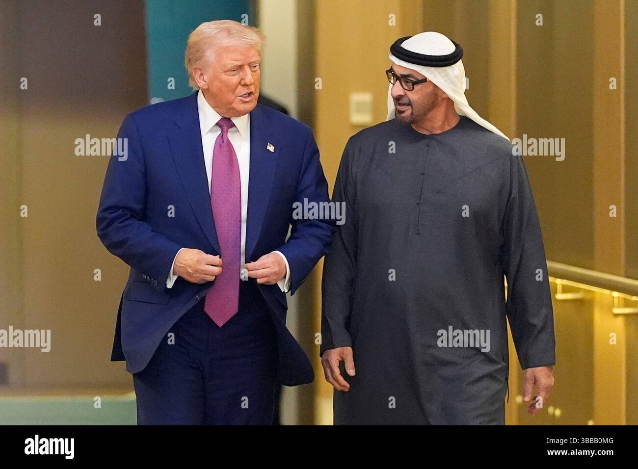 President Donald Trump is greeted by UAE President Mohammed bin Zayed ...