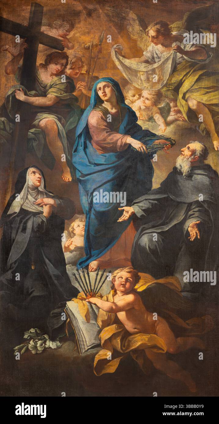 Florence - The painting of Virgin Mary with saints and symbols of ...