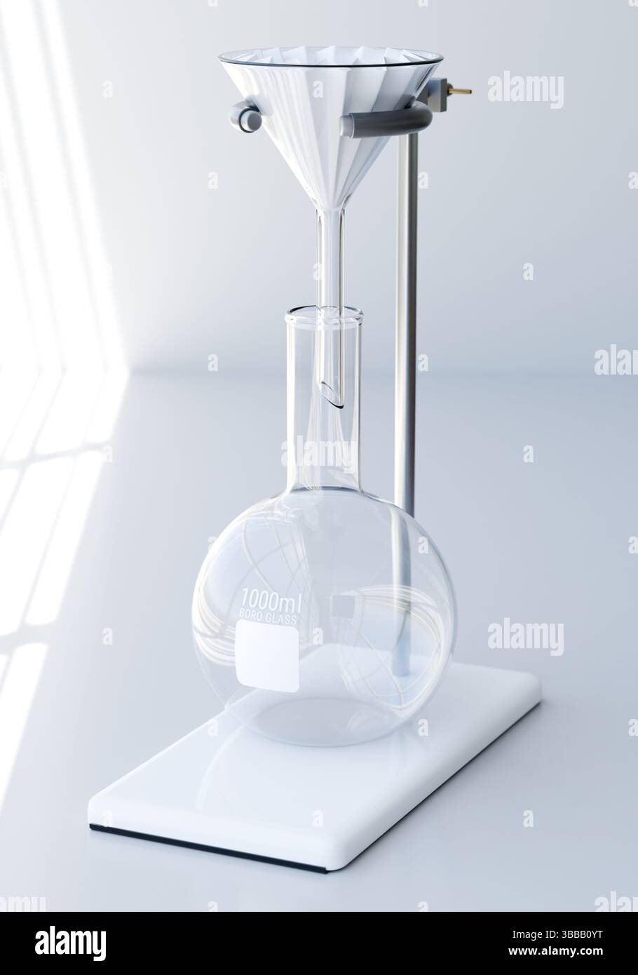 Gravity filtration lab using a retort stand funnel filter paper and ...