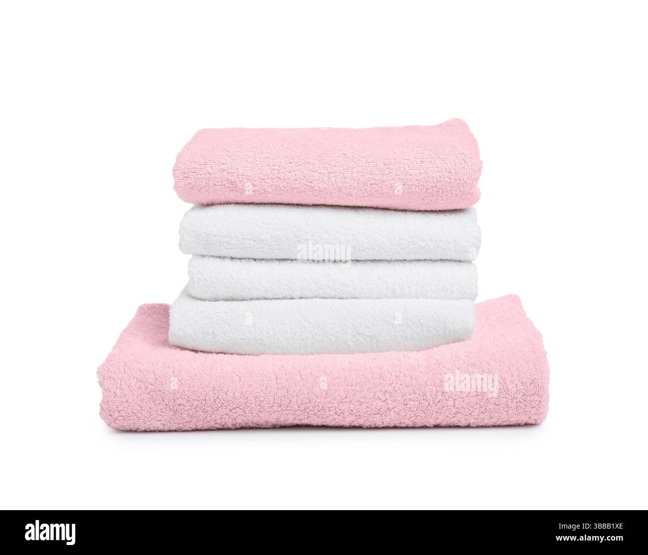 Stack of clean towels isolated on white Stock Photo - Alamy