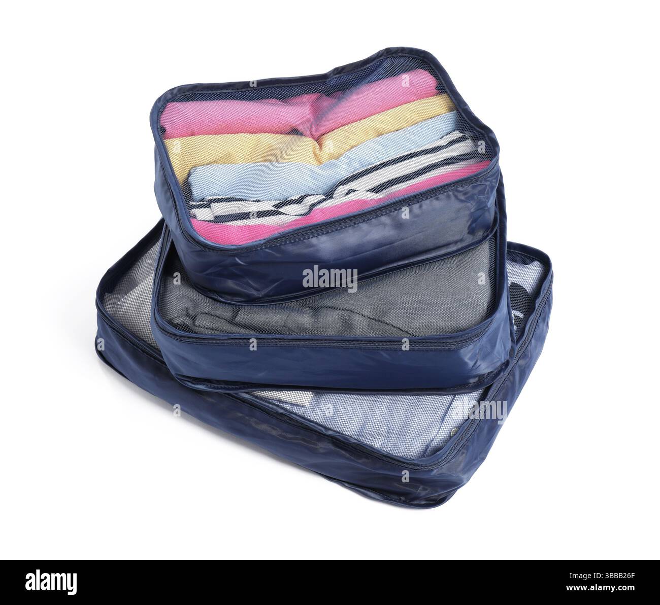 Stack of packing cubes isolated on white Stock Photo - Alamy