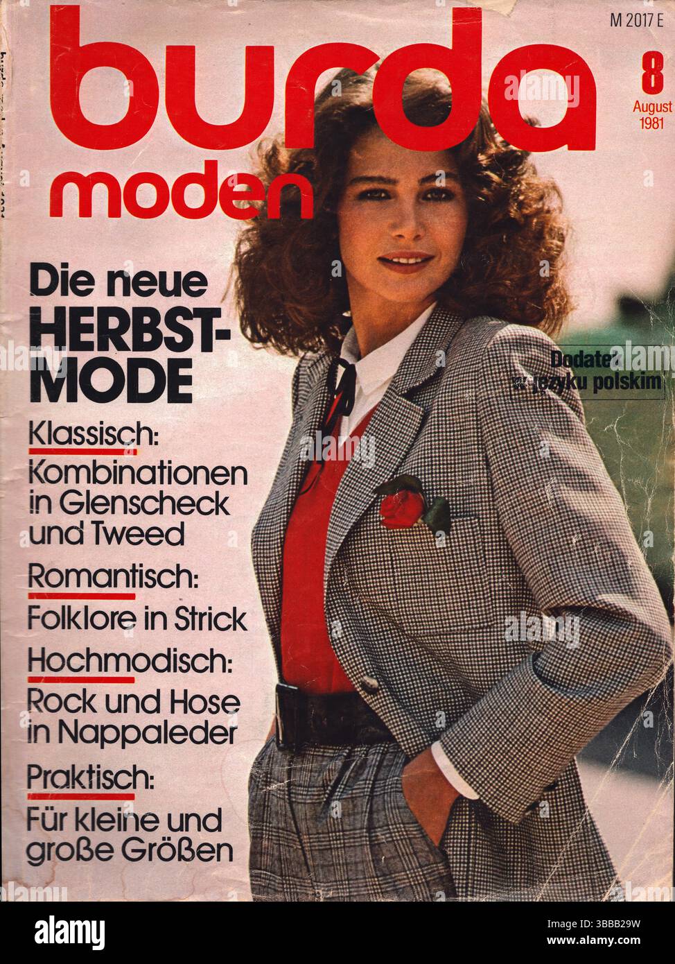 Cover page of German Burda magazine, Burda Moden vintage German fashion magazine, tweed jacket ...