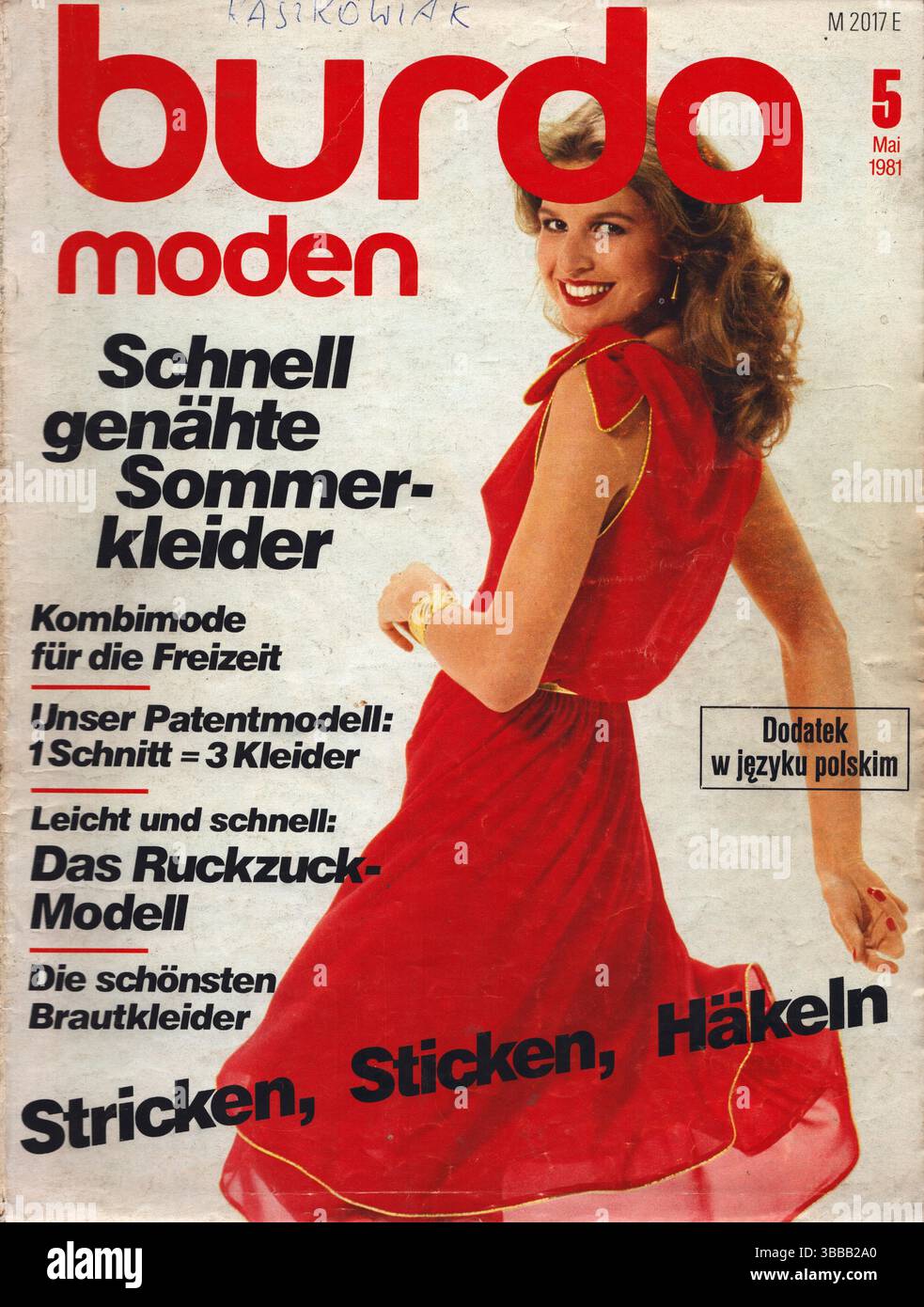 Cover page of German Burda magazine, May 1981, Burda Moden vintage German fashion magazine Stock ...