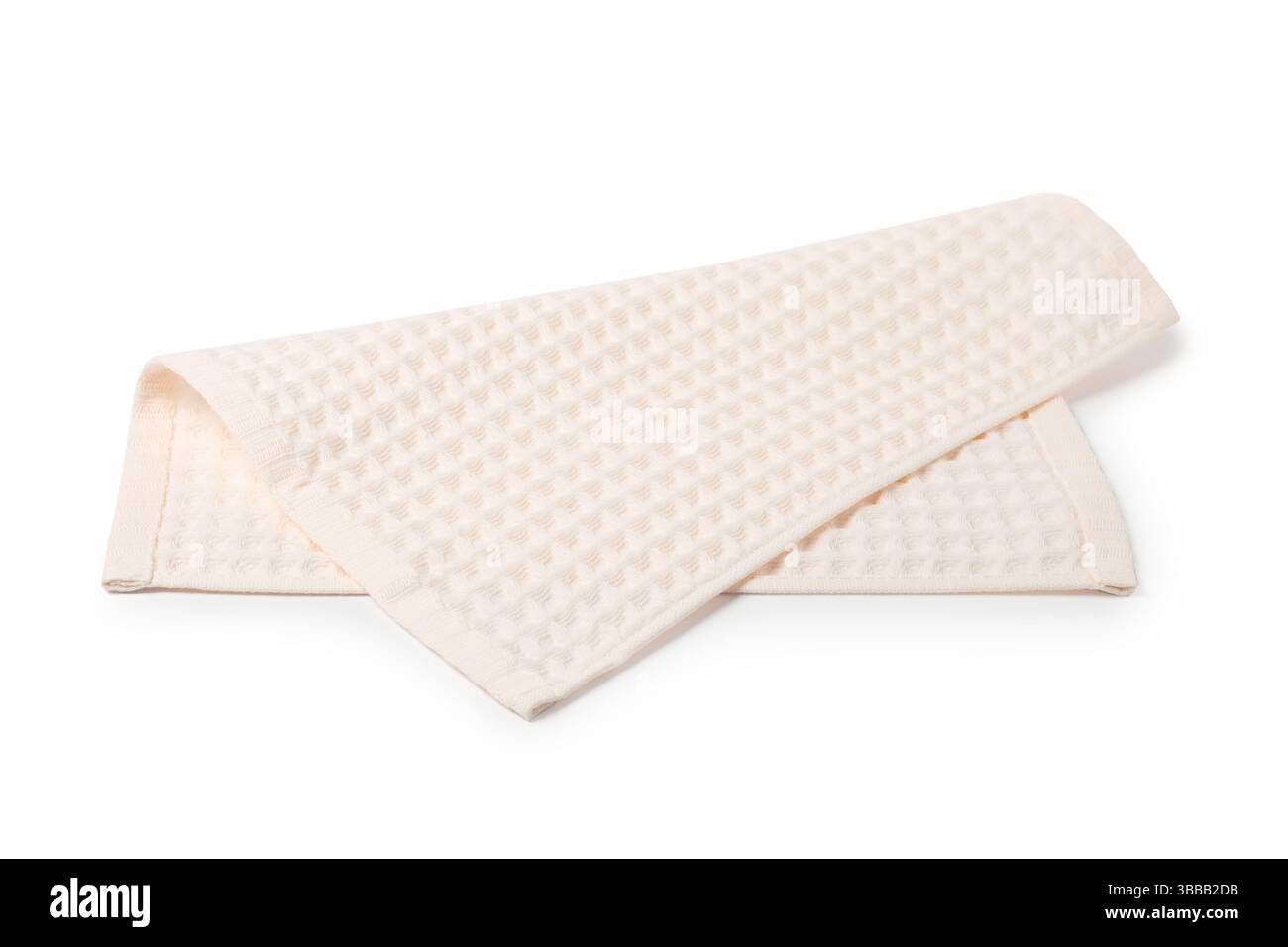 Clean beige waffle towel isolated on white Stock Photo - Alamy