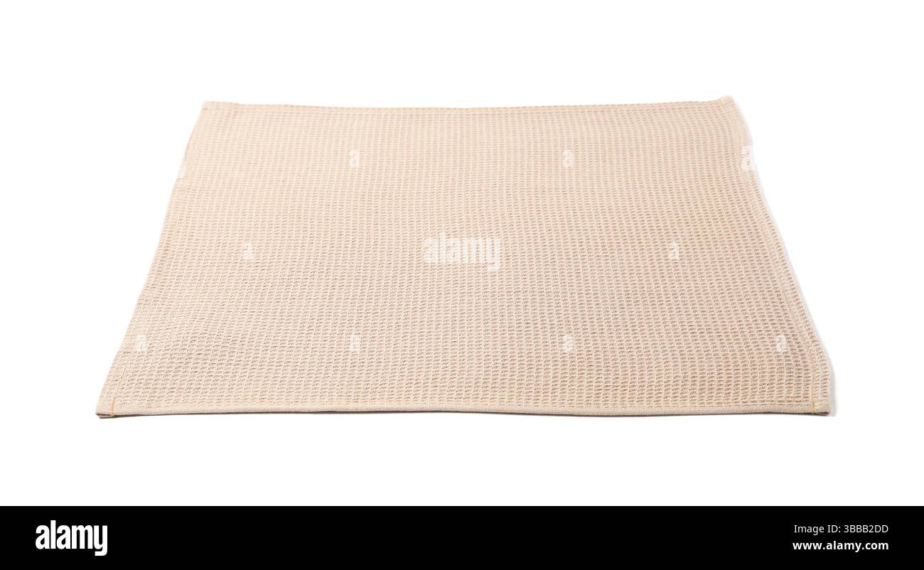 Clean beige waffle towel isolated on white Stock Photo - Alamy