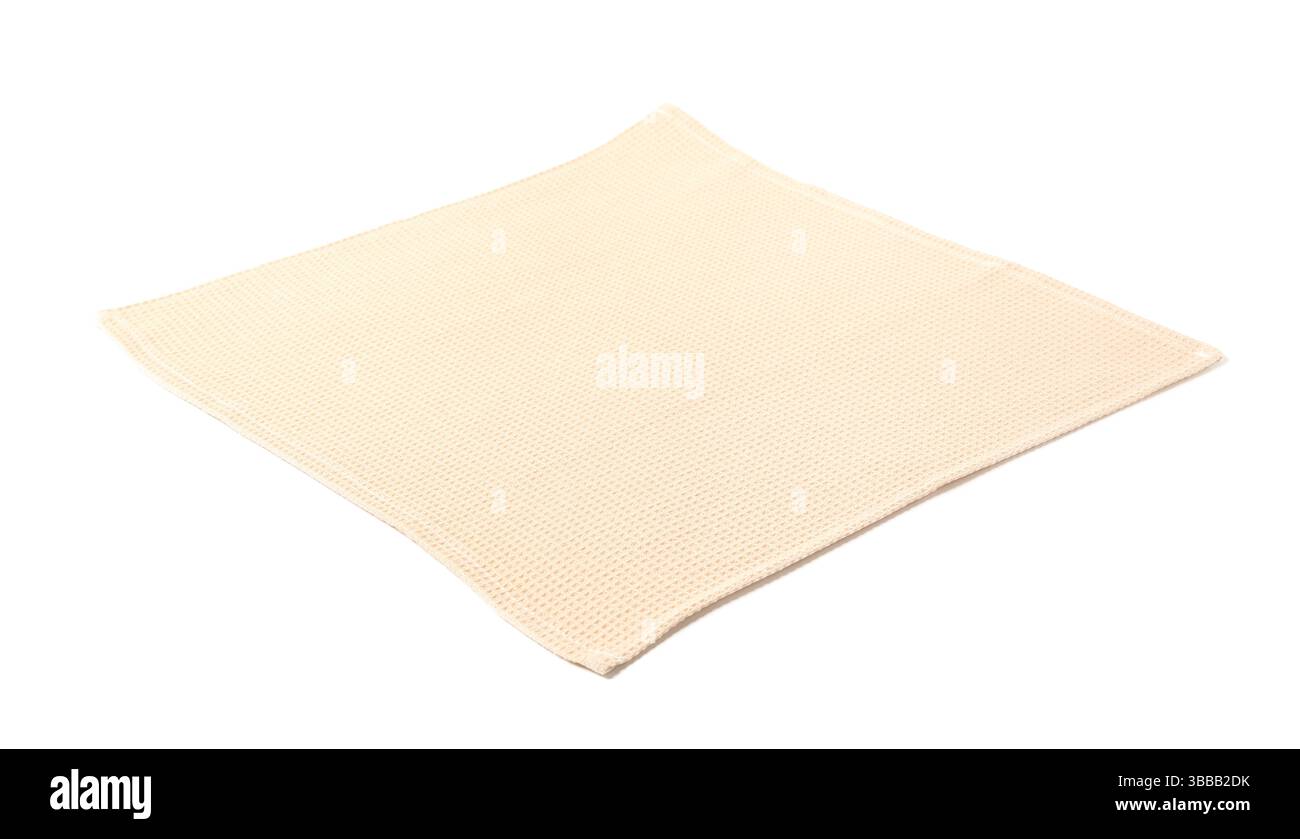 Clean beige waffle towel isolated on white Stock Photo - Alamy