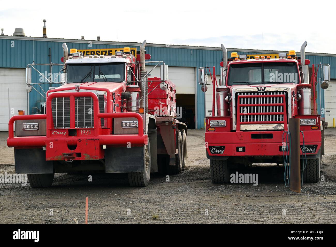 Two oversized trucks seen in Deadhorse, Alaska, USA Stock Photo - Alamy
