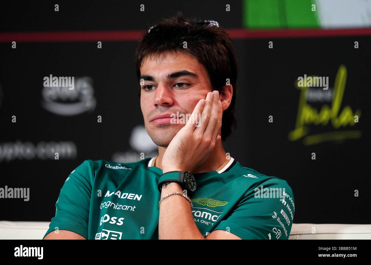 Aston Martin driver Lance Stroll during a press conference at the ...