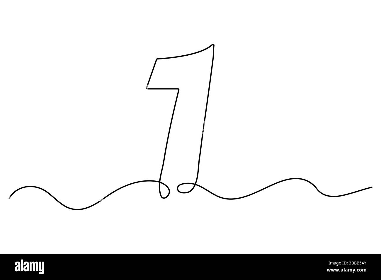 Continuous editable line drawing of number 1. editable One line drawing ...