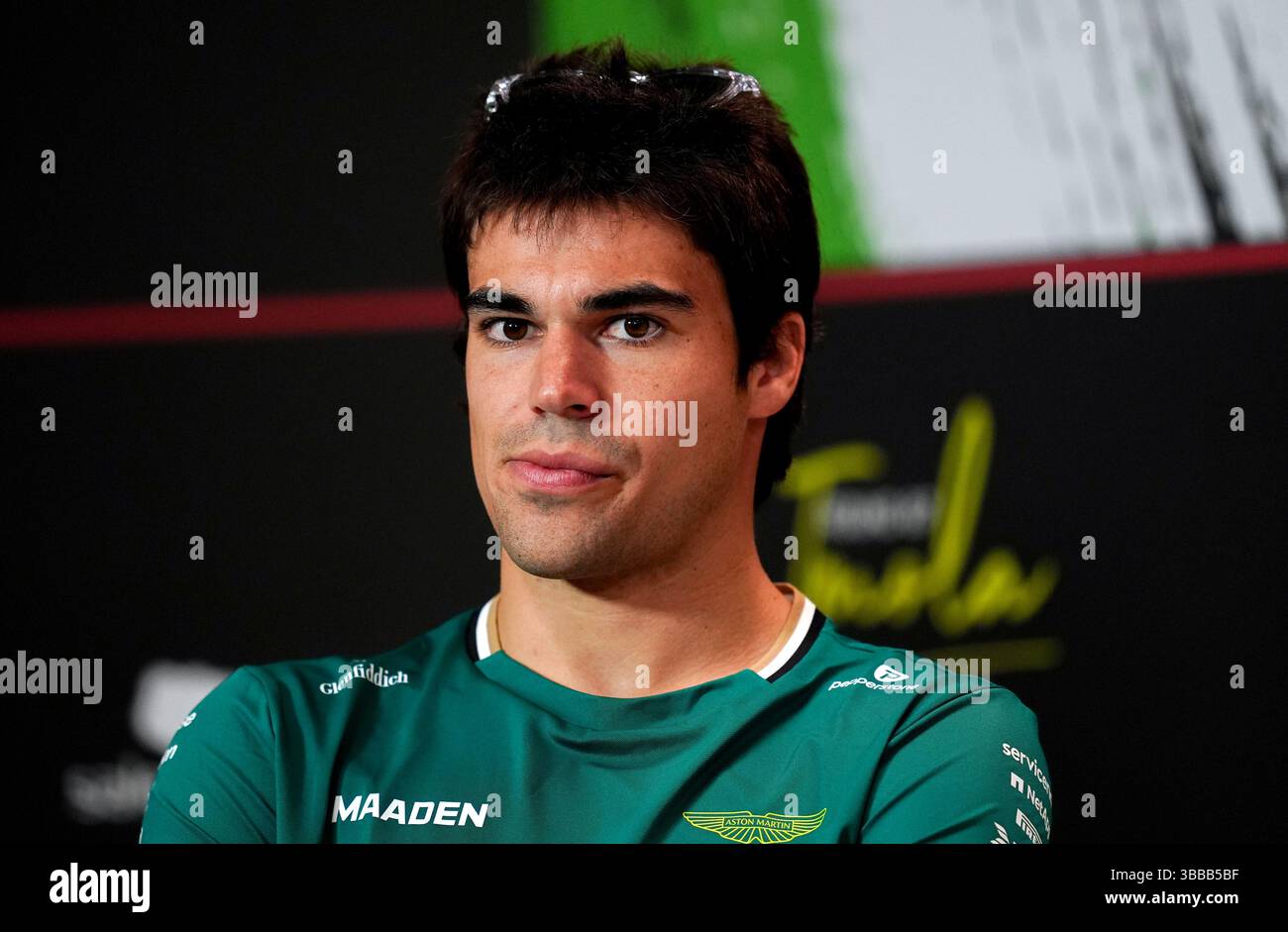 Aston Martin driver Lance Stroll during a press conference at the ...