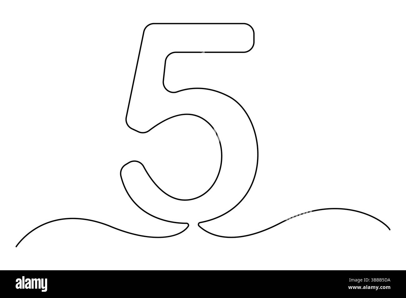 Number five continuous one line drawing of number 5. editable One line ...