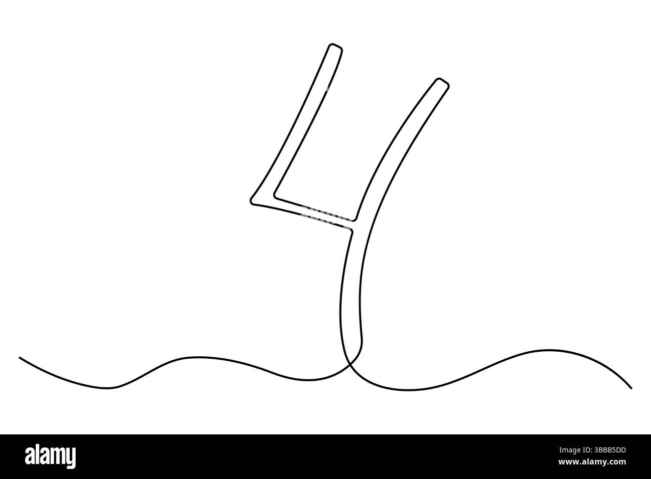 Number four continuous one line drawing of number 4. editable One line ...