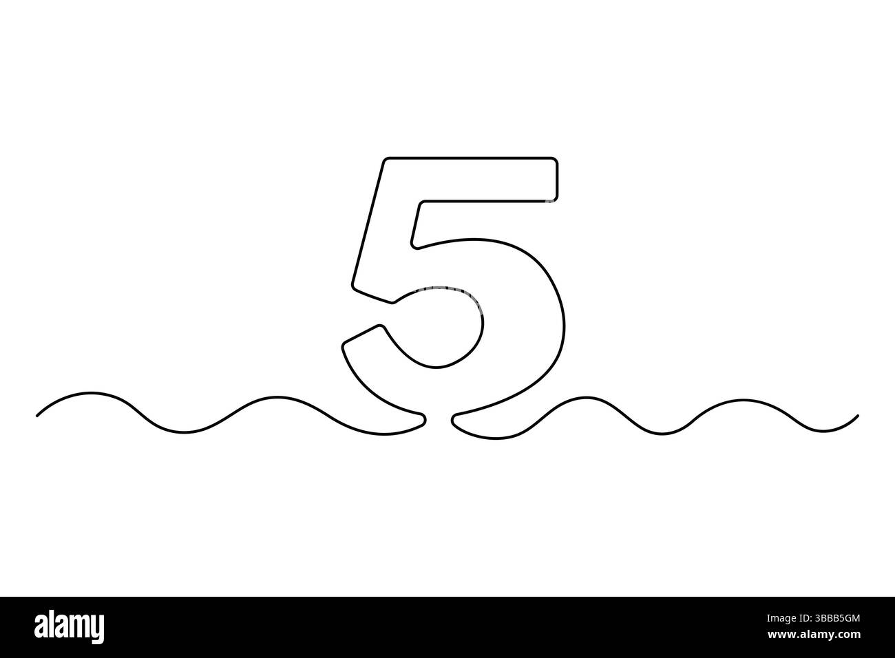 Number five continuous one line drawing of number 5. editable One line ...