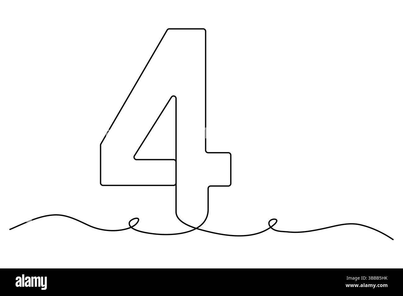 Number four continuous one line drawing of number 4. editable One line ...