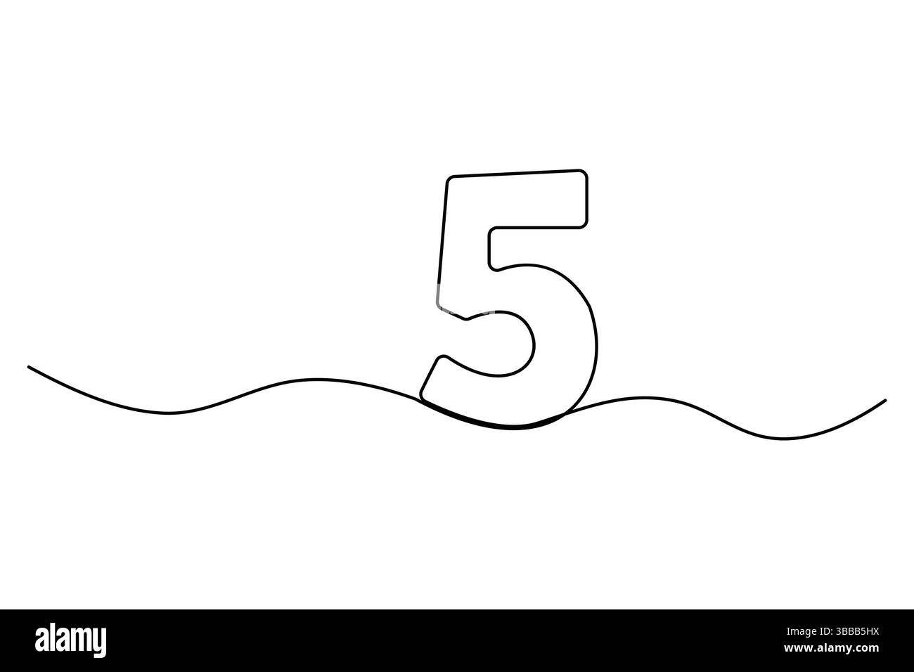 Number five continuous one line drawing of number 5. editable One line ...