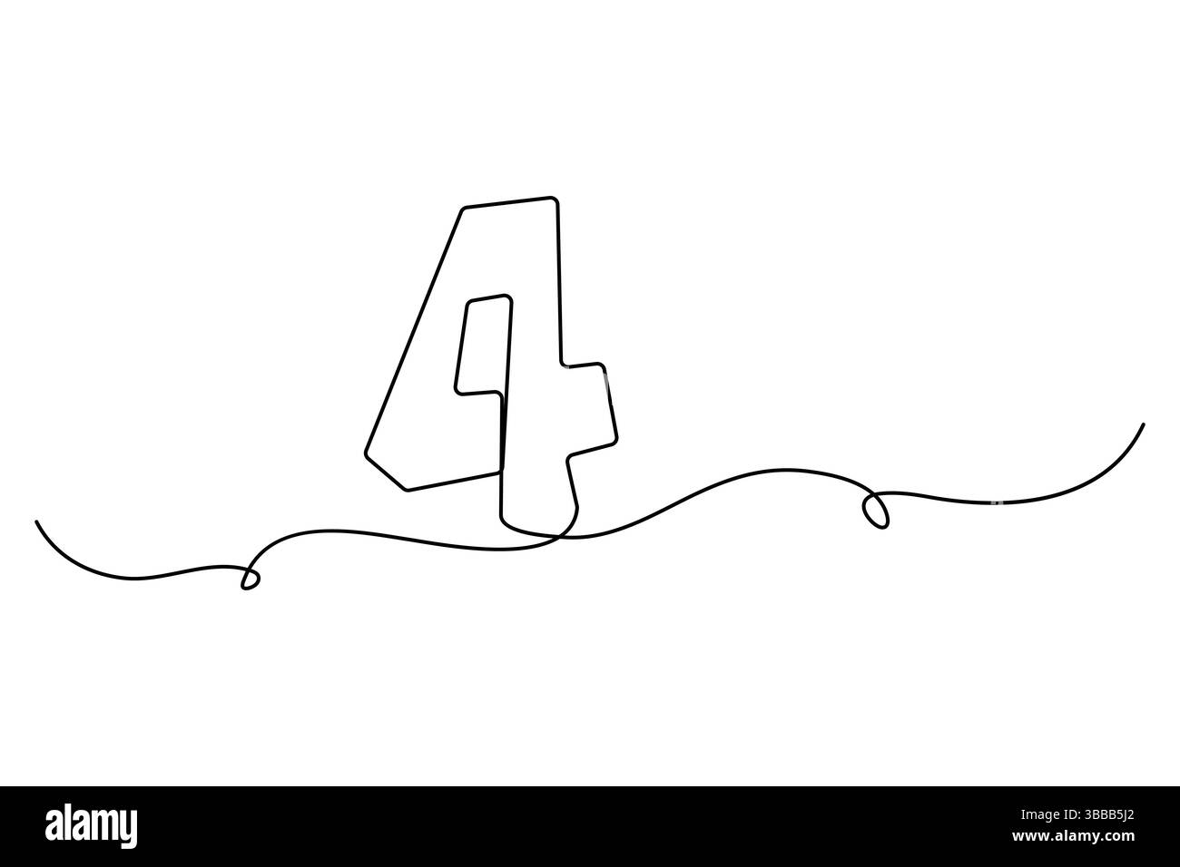 Number four continuous one line drawing of number 4. editable One line ...