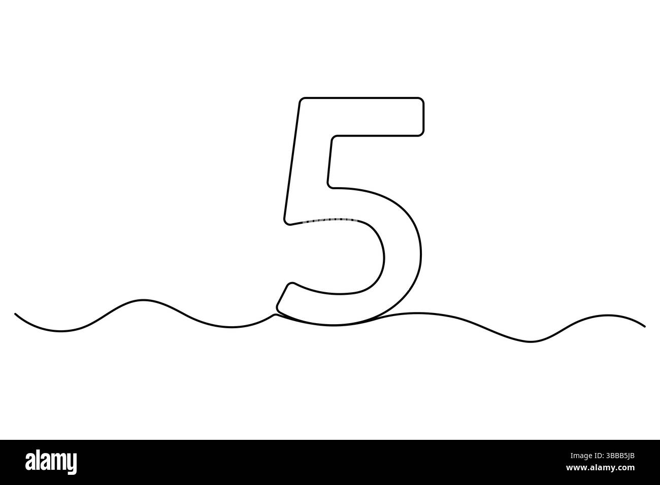 Number five continuous one line drawing of number 5. editable One line ...