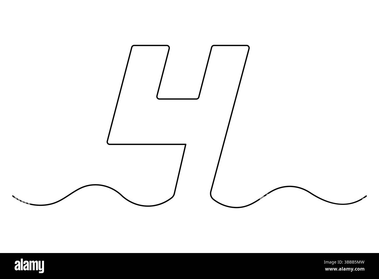 Number four continuous one line drawing of number 4. editable One line ...