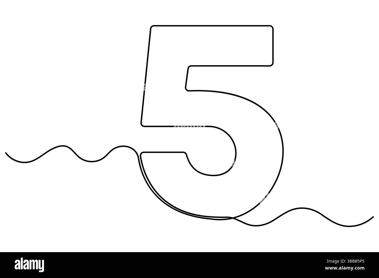 Number five continuous one line drawing of number 5. editable One line ...