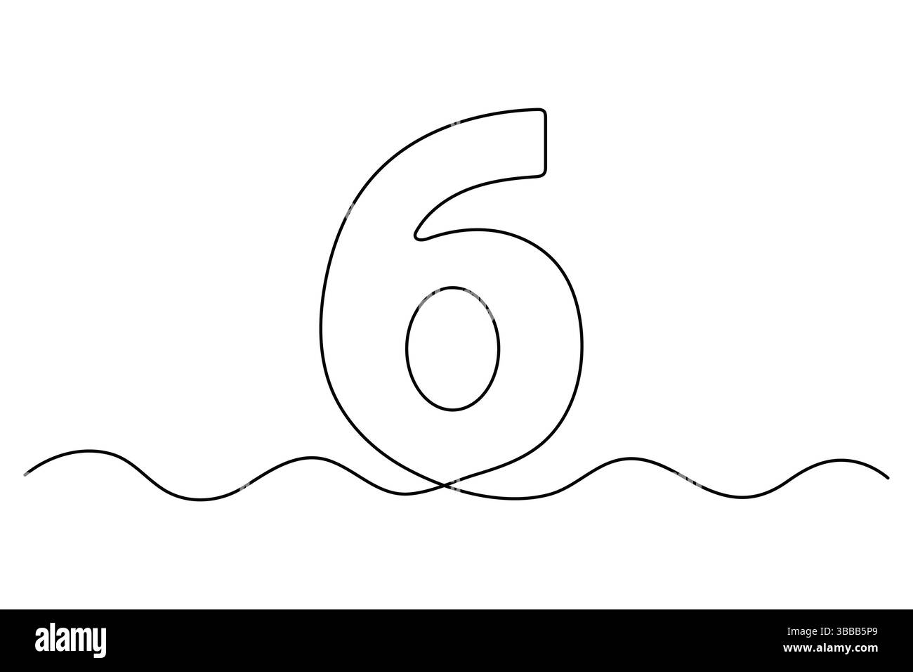 Number six continuous one line drawing of number 6. editable One line ...